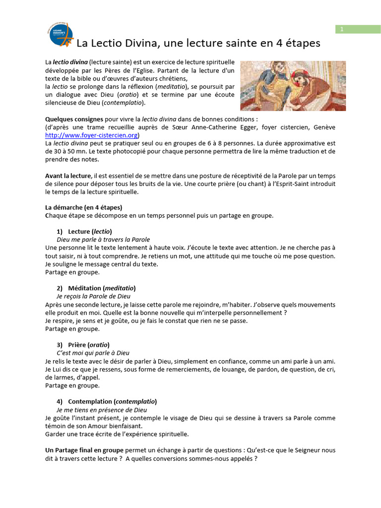 Fiche Lectio Divina 0421-1 | PDF