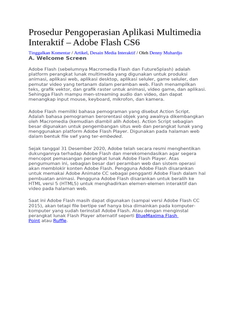 Prosedur Pengoperasian Aplikasi Multimedia Interaktif | PDF