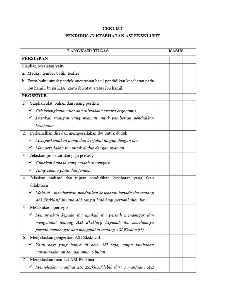 CEKLIST Asi Esklusif | PDF