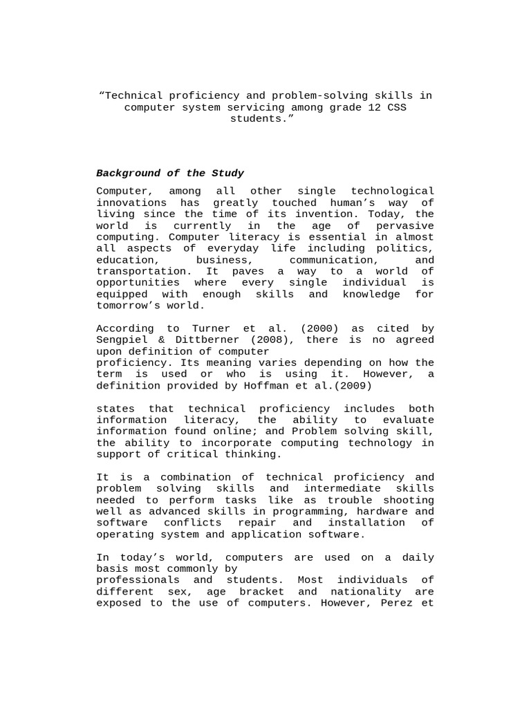 Technical Proficiency and Problem 1 | PDF