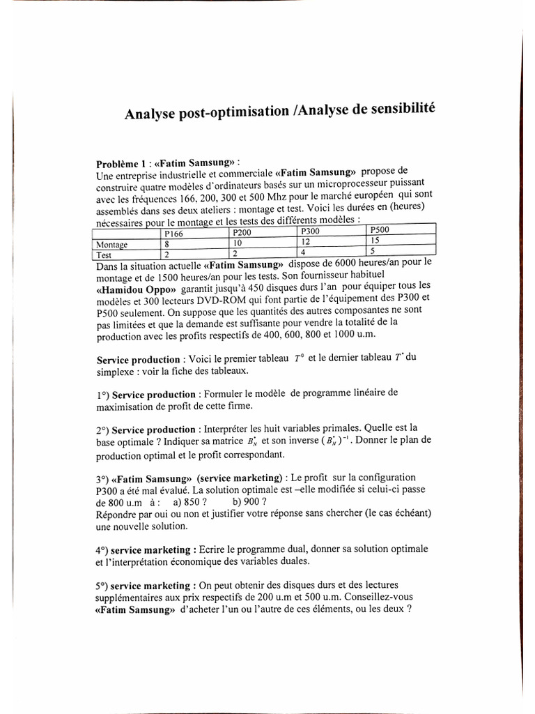 TD Analyse Sensibilité | PDF