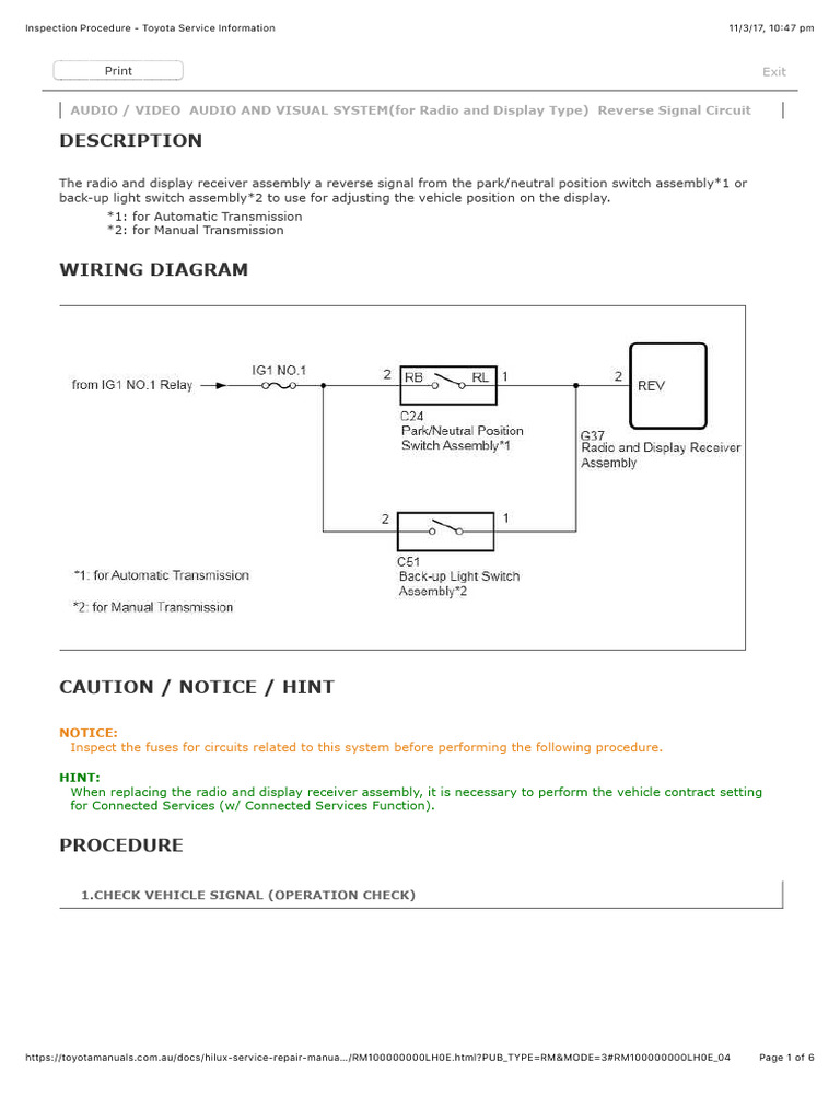 Reverse Signal Circuit | PDF