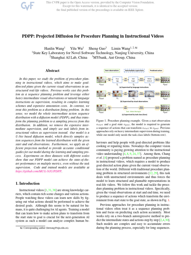 Wang PDPPProjected Diffusion For Procedure Planning in Instructional ...