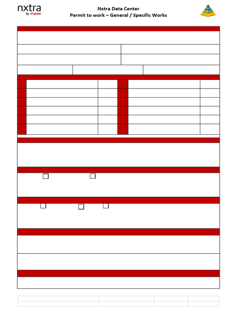 Permit to work form - General Specific Works | PDF