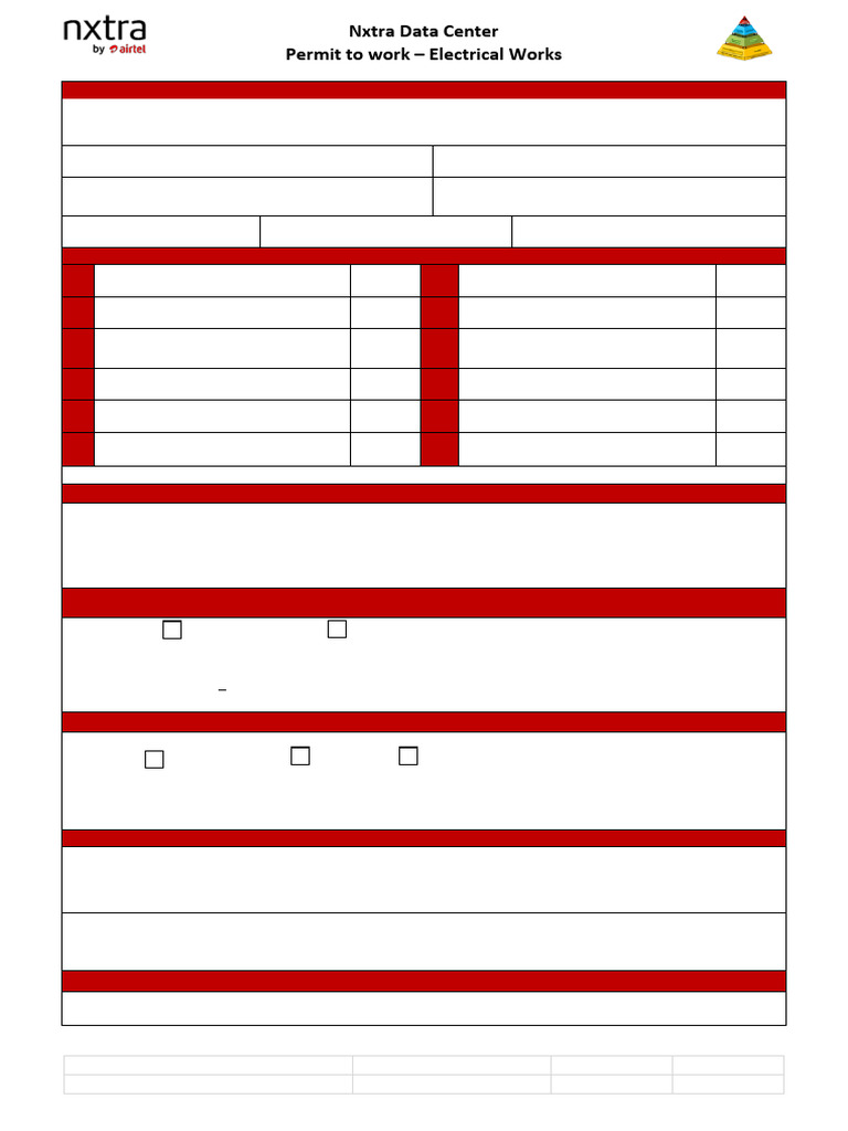 Permit to work form - Electrical Works | PDF