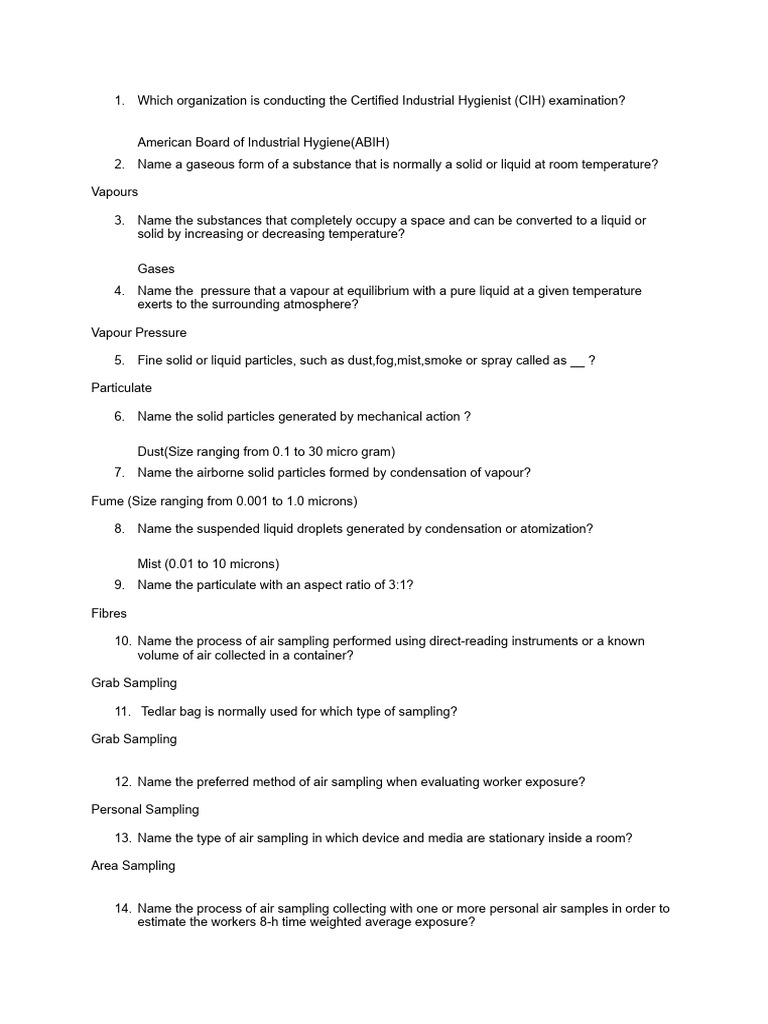 Industrial Hygiene Air Sampling Guide | PDF | Occupational Hygiene ...