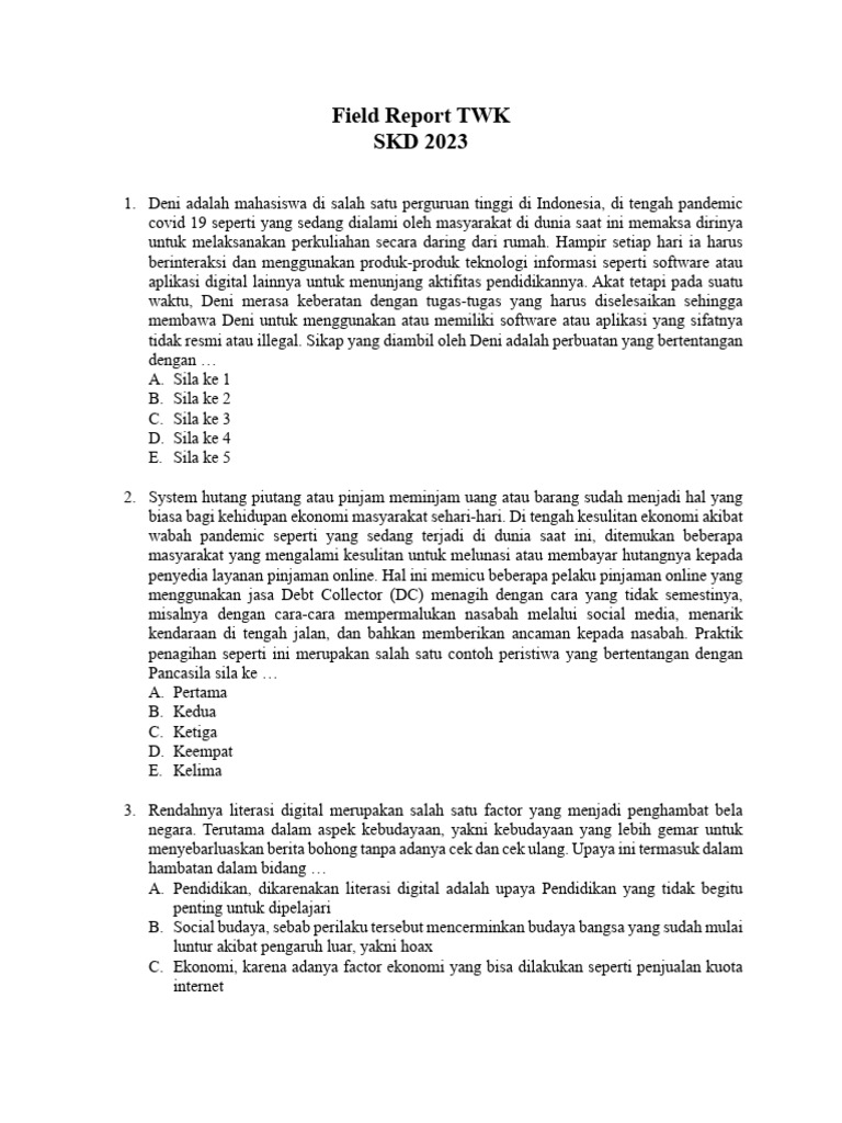 Soal TWK 7102023 | PDF