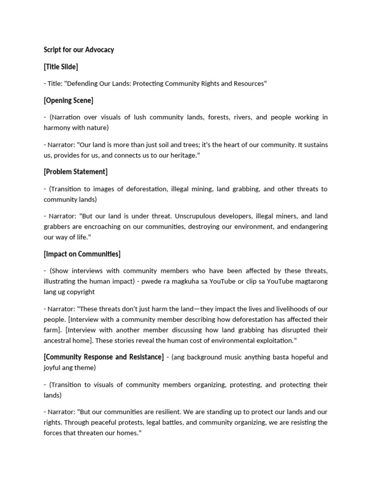 Script For Our Advocacy0 3 | PDF