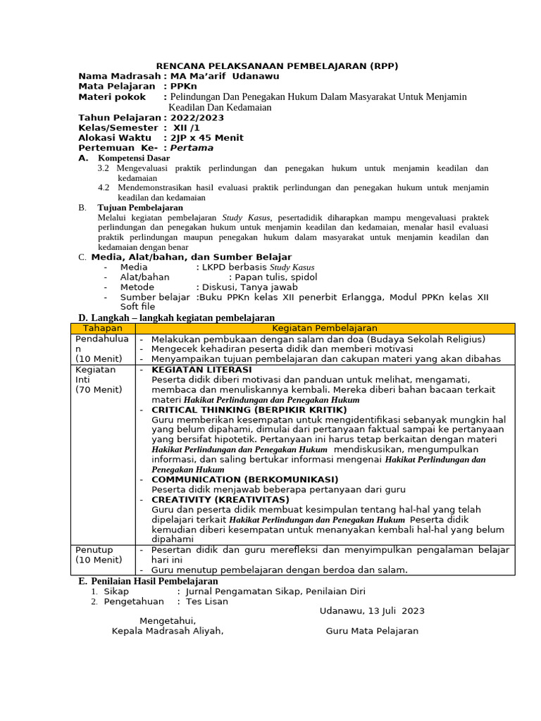 RPP Bab 2, LKPD, Penilaian | PDF