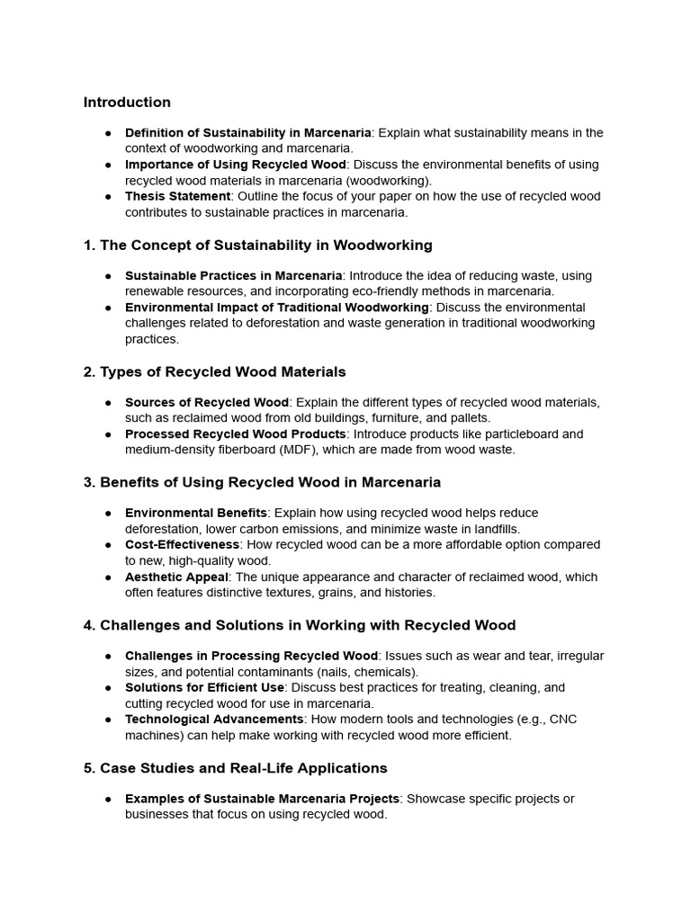 Sustainability in Marcenaria - Using Recycled Wood Materials | PDF