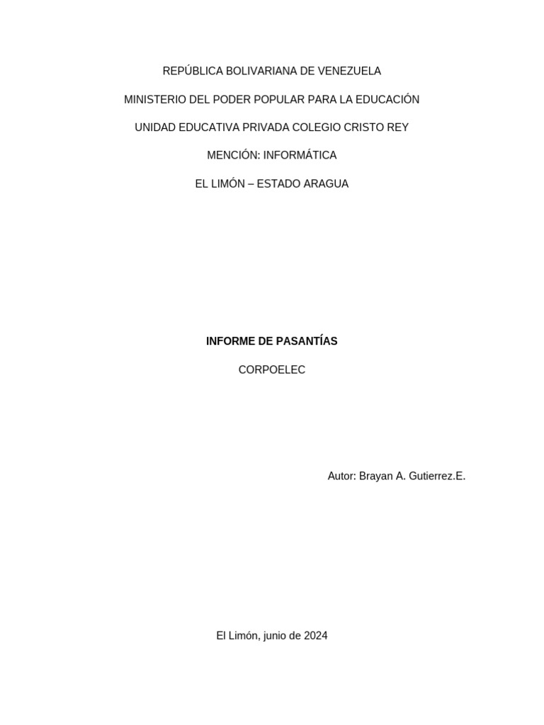 Informe de Pasantia Brayan Corregido 1 | PDF
