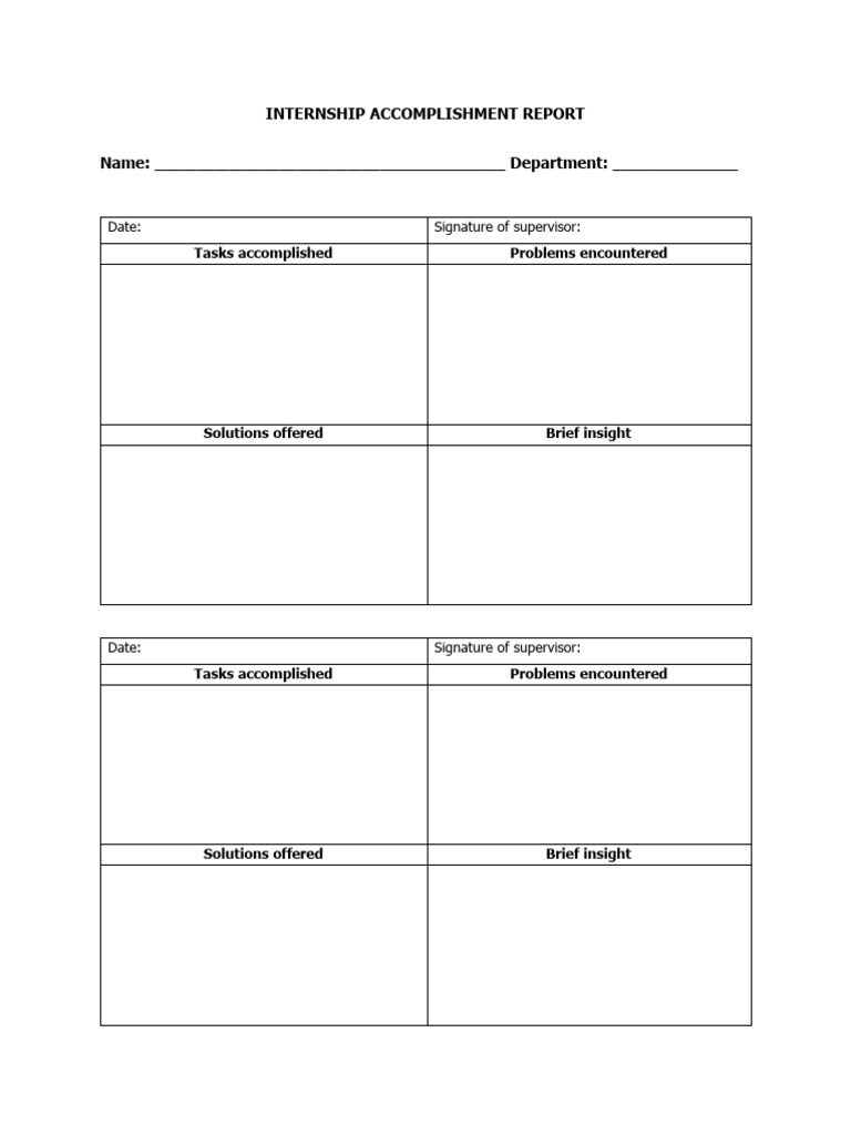 Internship Accomplishment Report Template | PDF | Learning | Finance ...