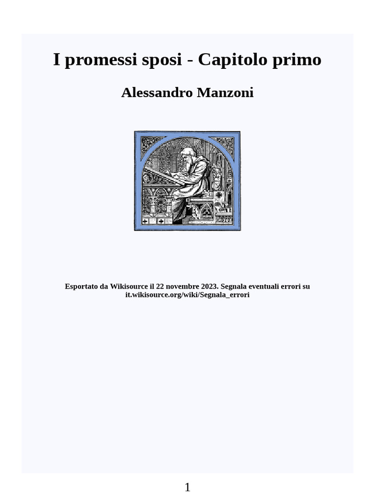 I Promessi Sposi 1840 Capitolo I | PDF