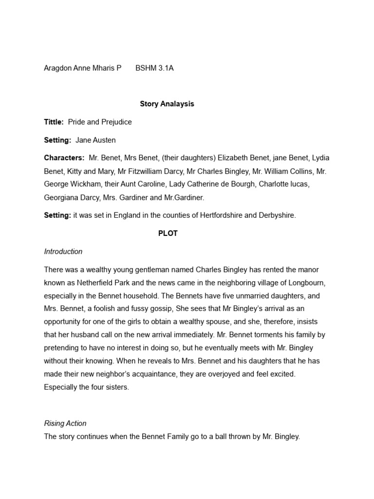 Gb-Story Analysis | PDF | Pride And Prejudice | Mr. Darcy
