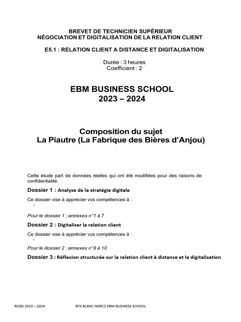 Bts Blanc RCDD Sujet Bière d' Anjou Ebm v2 | PDF Bts Blanc RCDD Sujet Bière d' Anjou Ebm v2 | PDF