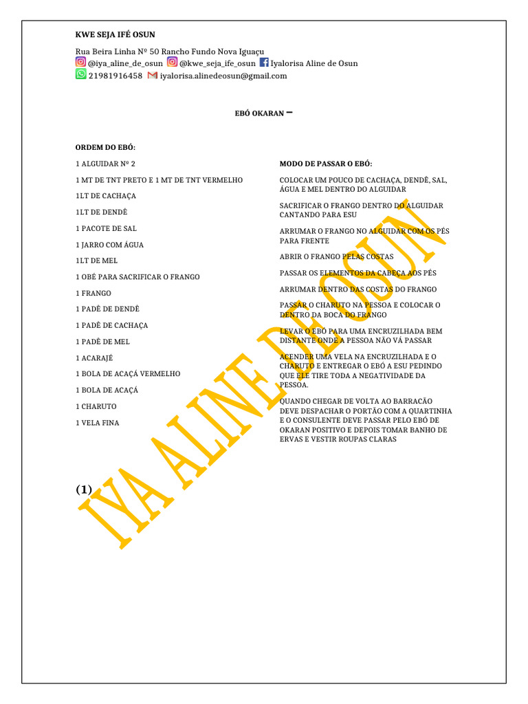 Ebó Okaran 1.1 | PDF