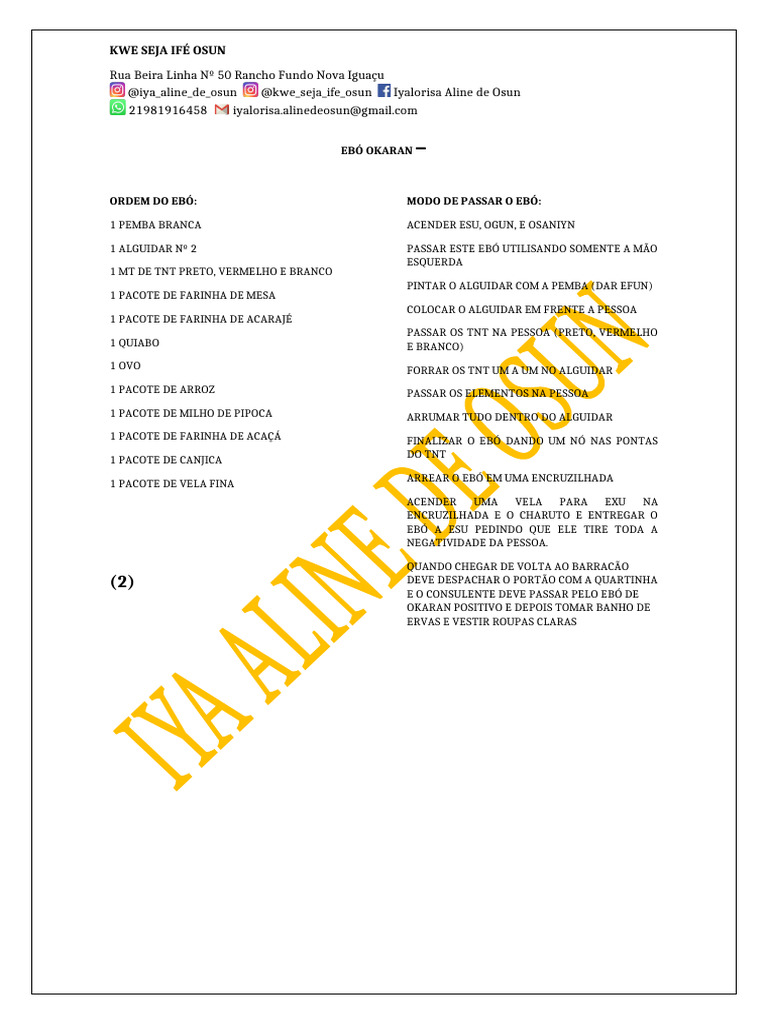 Ebó Okaran 1.2 | PDF