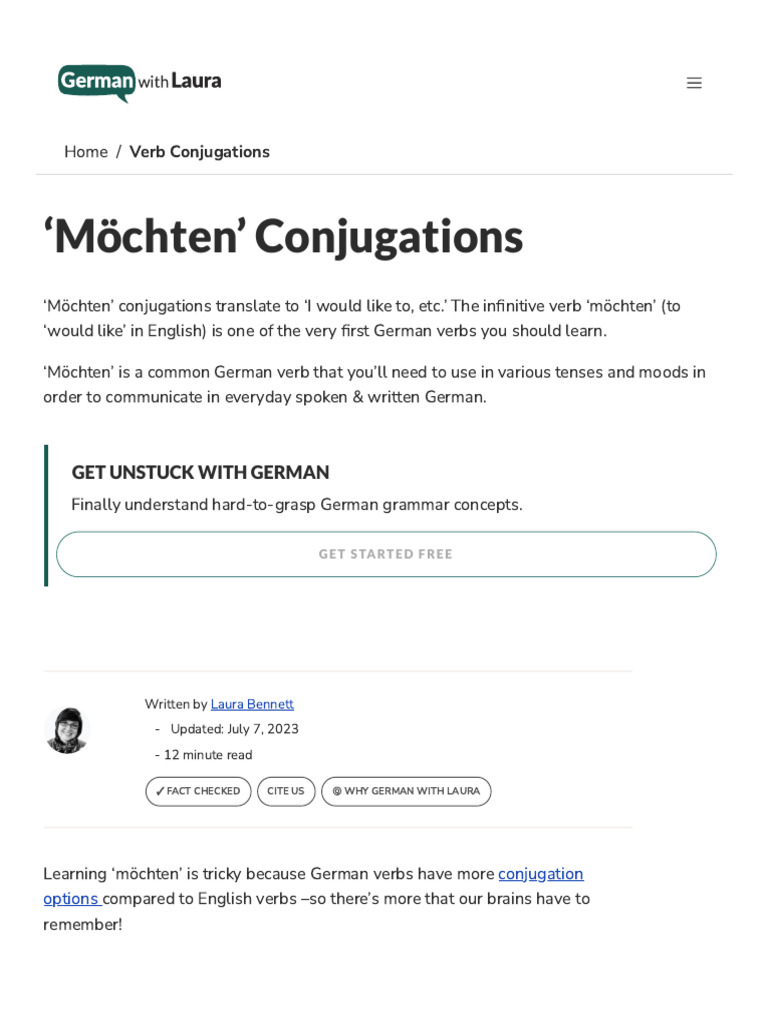German Möchten Conjugation - How It's Used, Examples, and More | PDF