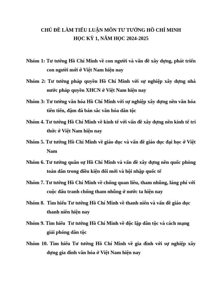 CHỦ ĐỀ TL TTHCM HK1 23 24 | PDF