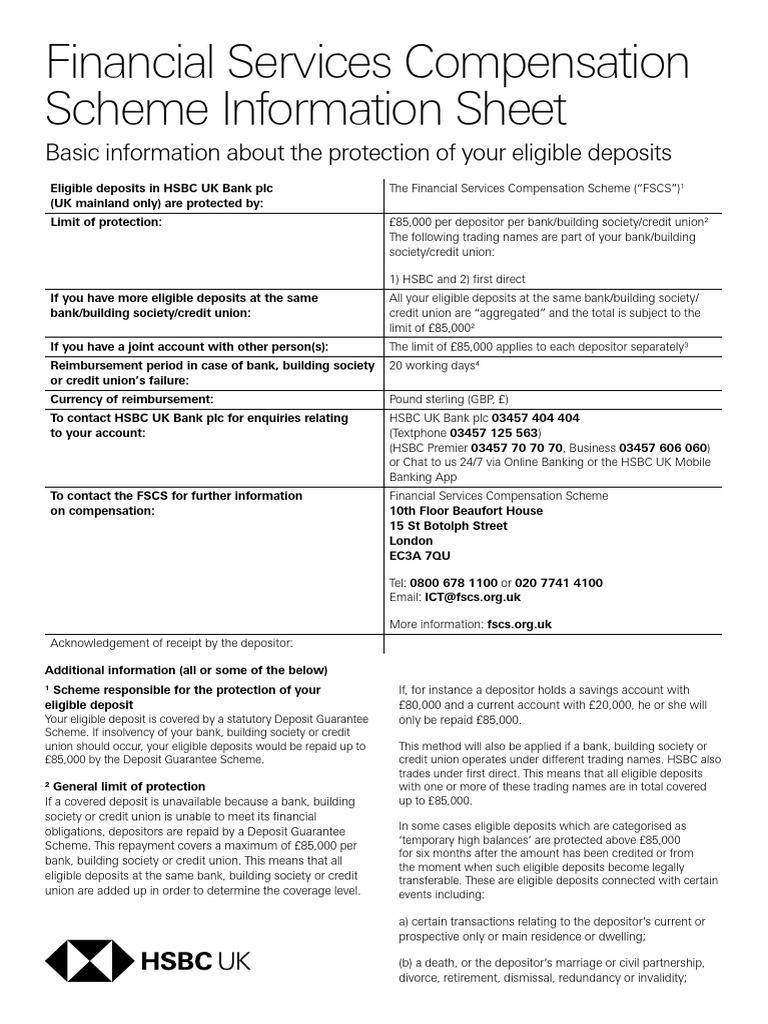 Financial Services Compensation Scheme Information Sheet | PDF