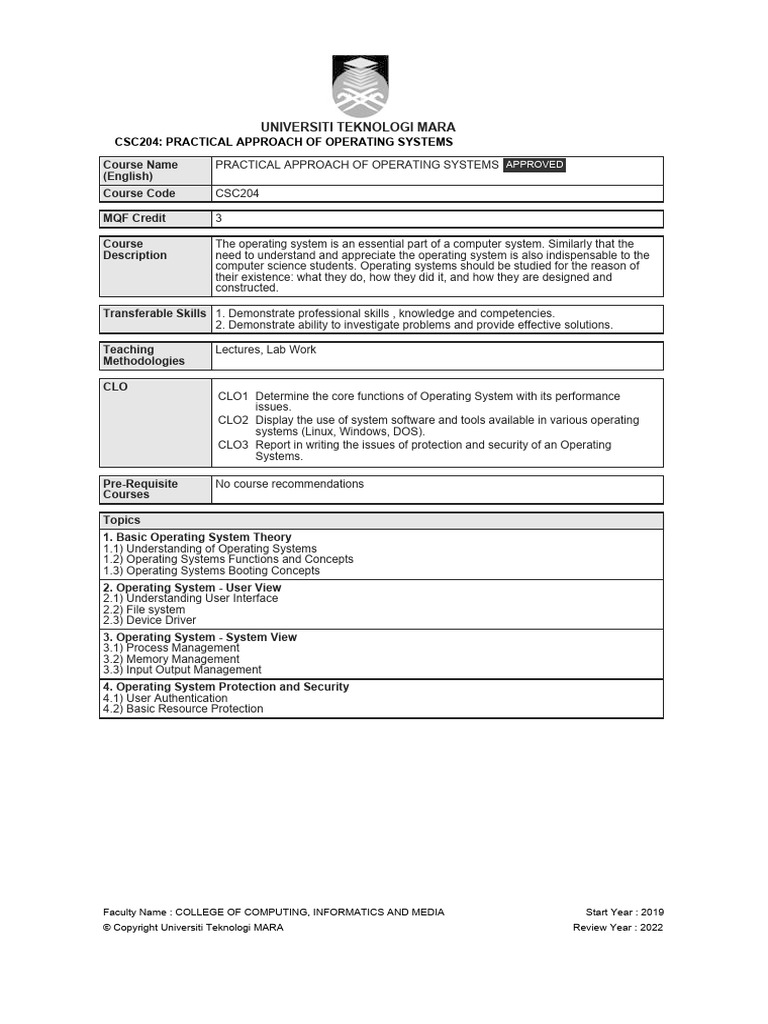 Practical Approach of Operating System | PDF | Operating System | Computers