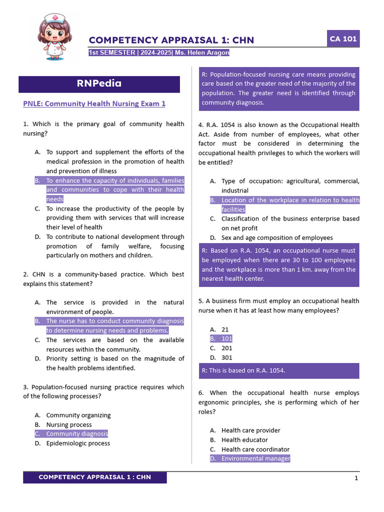 CHN Practice Questions | PDF