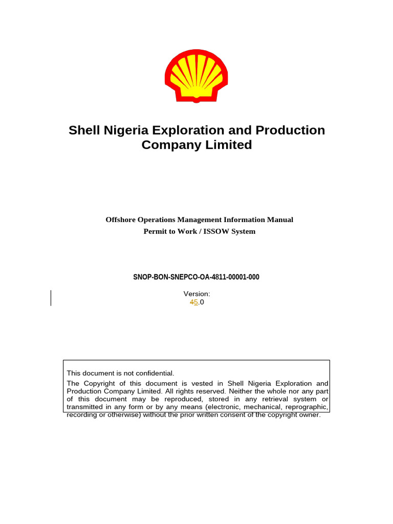 SNOP-BON-SNEPCO-OA-4811-00001-000 - ISSOW Permit To Work Manual | PDF ...