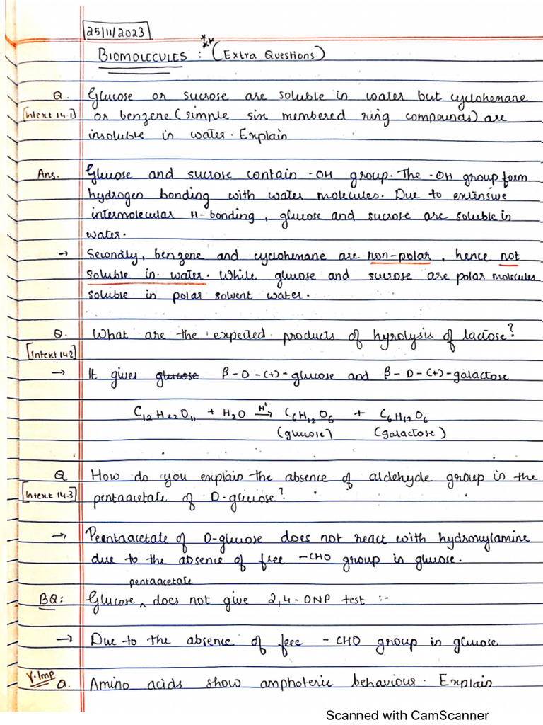 Revised Notes of Biomolecules | PDF