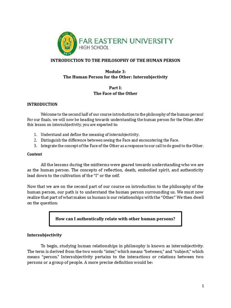 Module 3A - The Face of The Other | PDF | Liberal Arts Education