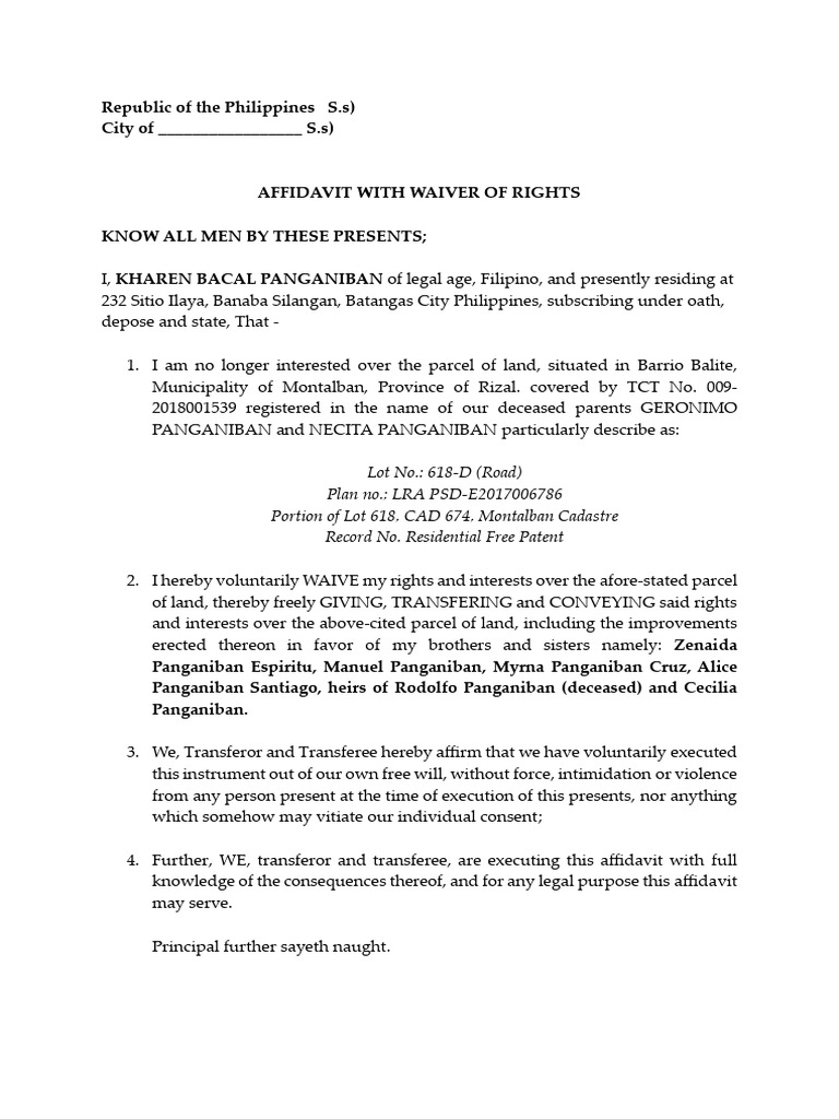 Affidavit With Waiver of Rights | PDF