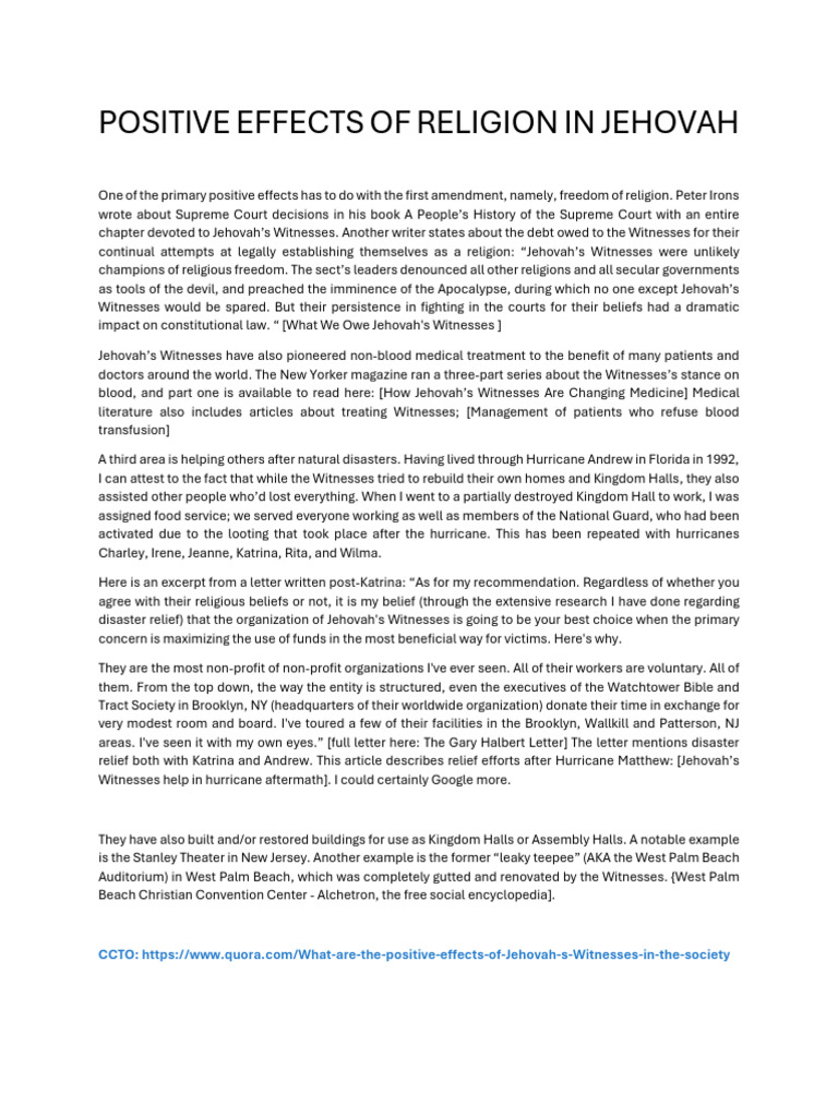 Positive and Negativeeffects of Religion | PDF