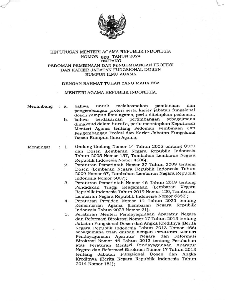 Kma 828 Tahun 2024 Tentang Pedoman Pembinaan Dan Pengembangan Profesi Dan Karier Jabatan ...