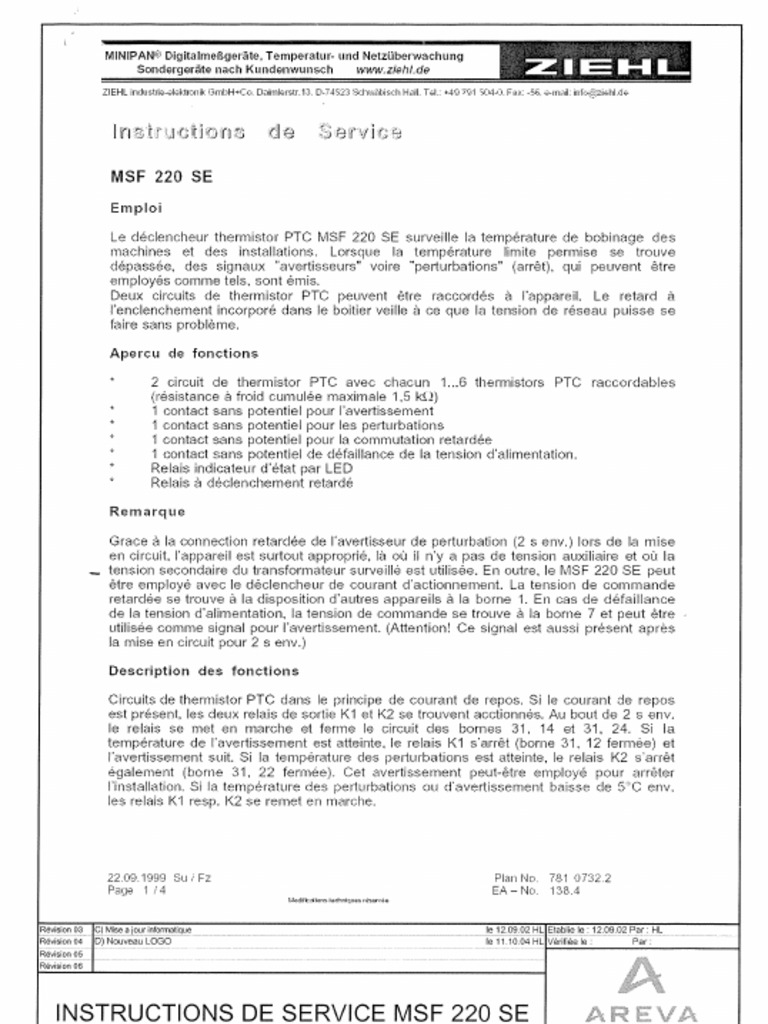 Documentation MSF 220 SE - Protection Thermique Par Sondes PTC - ZIEHL ...