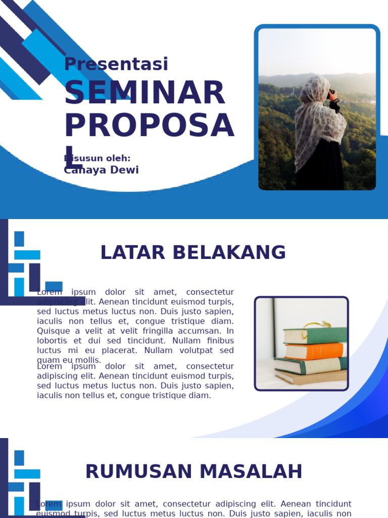 Biru Putih Minimalis Geometris Seminar Proposal Presentasi | PDF