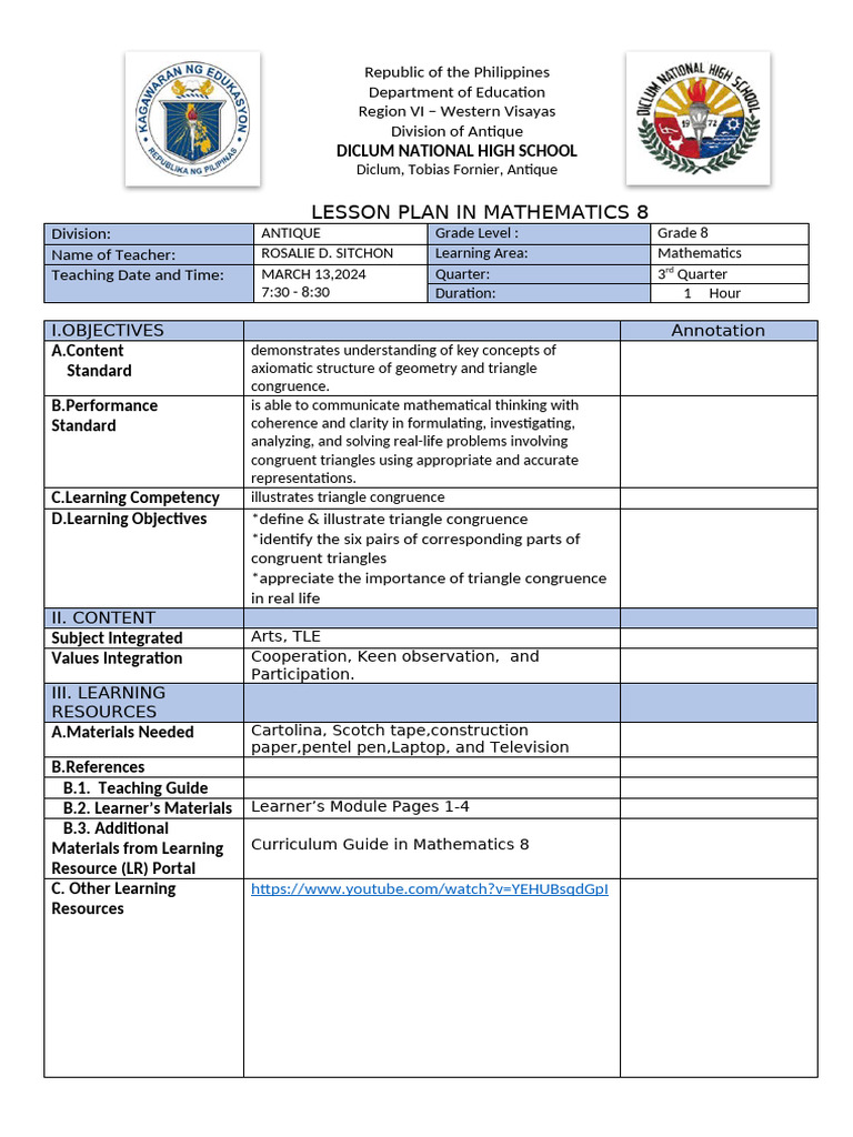 Q3-3rd CO Mathematics 8 | PDF | Learning | Career & Growth