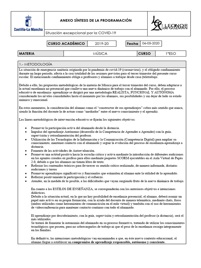 Anexo Programación 1º | PDF