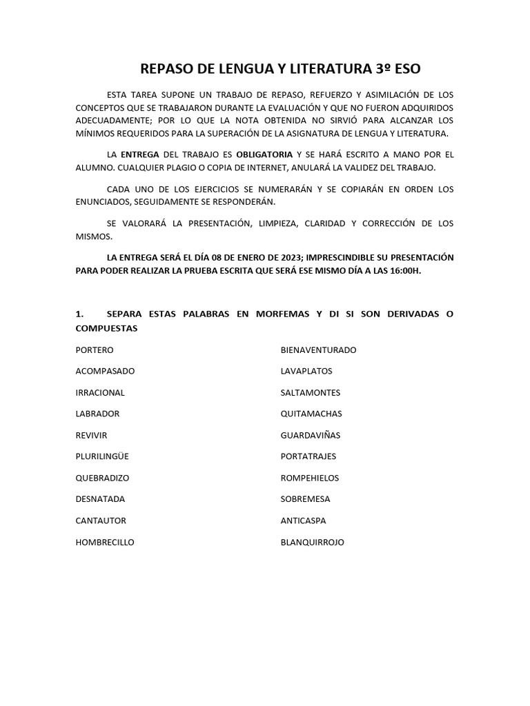 Repaso 1 Eval 3º Eso | PDF