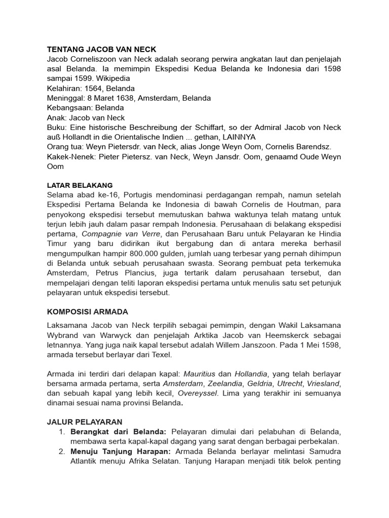 Tentang Jacob Van Neck | PDF