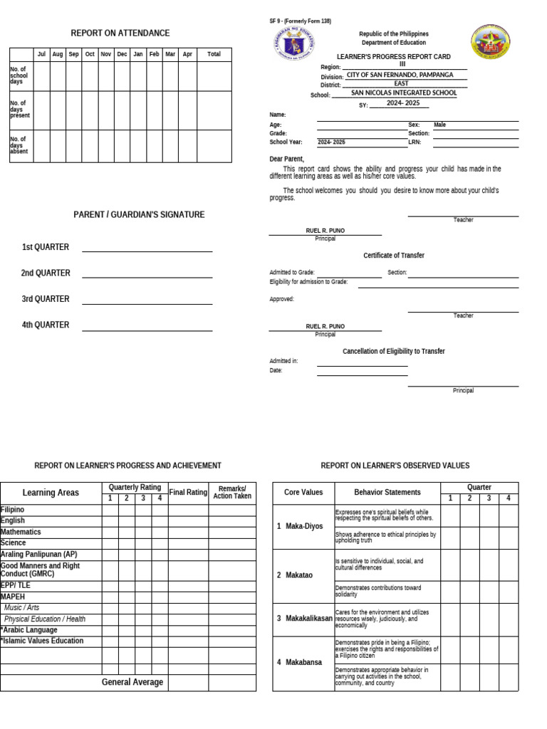 SF9 Matatag Subjects | PDF