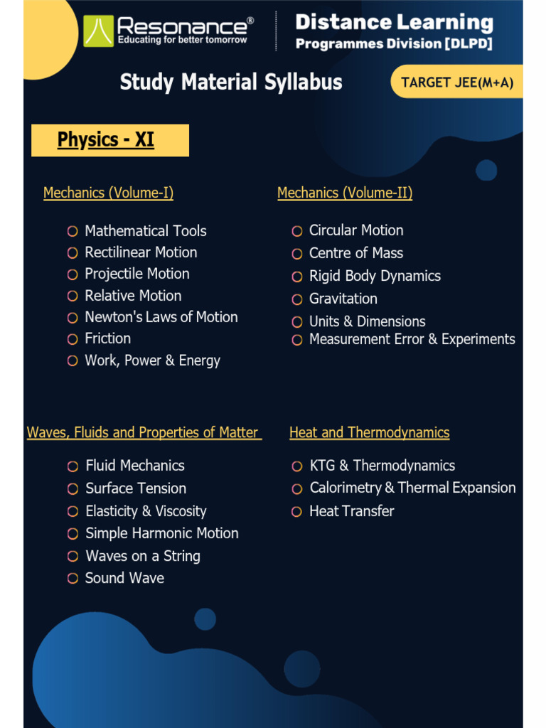 JEE Main & Adv 13 SMP Final Syllabus | PDF