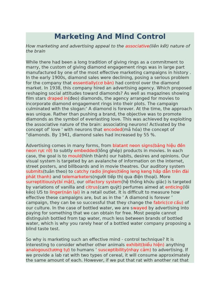 Marketing and Mind Control | PDF