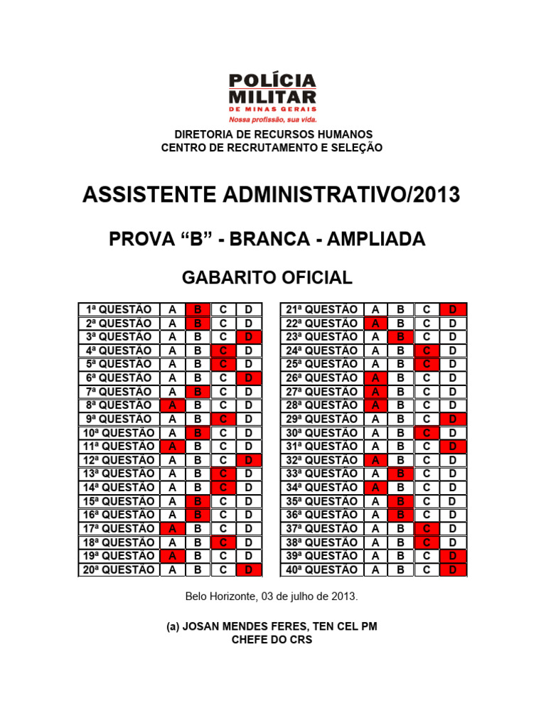 Gabarito Prova B Ampliada | PDF