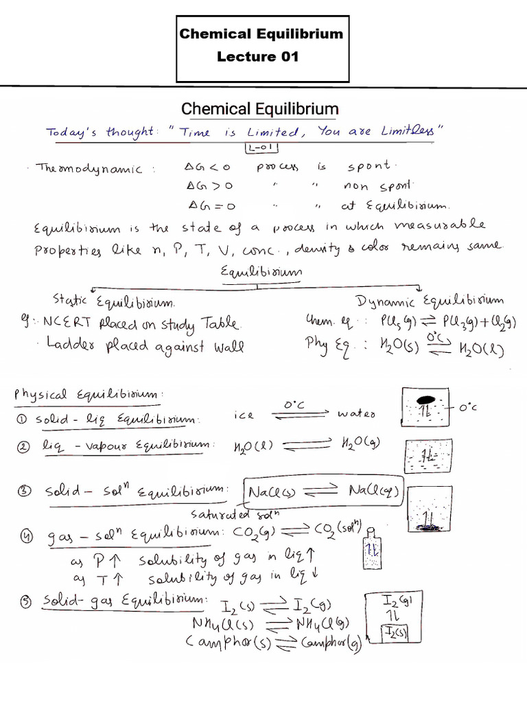 Chemical Equilibrium Notes | PDF