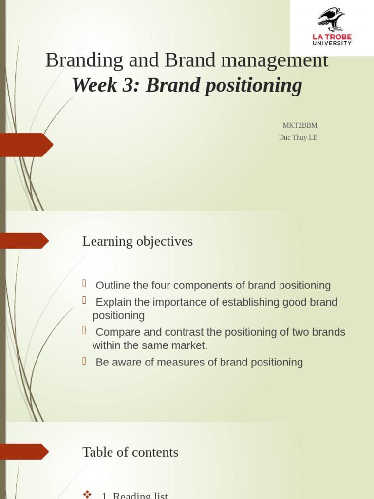 1 Week 3 Brand Positioning | PDF