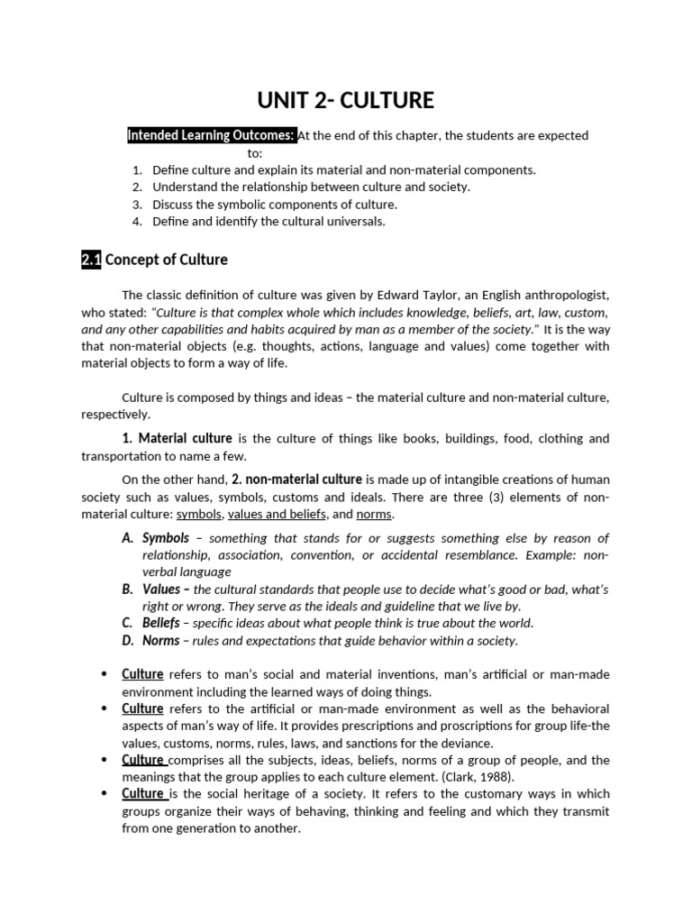 Unit 2 Culture | PDF