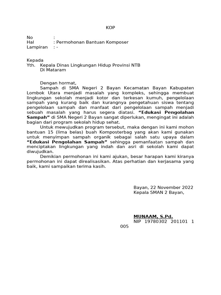 Surat Permohonan LH | PDF