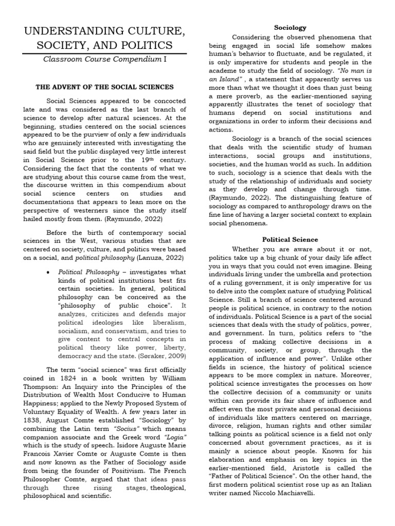 UCSP Classroom Course Compendium Part I by Ezra P. Tanciongco PDF | PDF ...