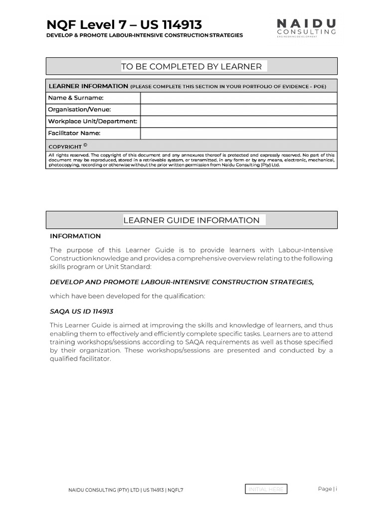 NQF 7 - Learner Information | PDF