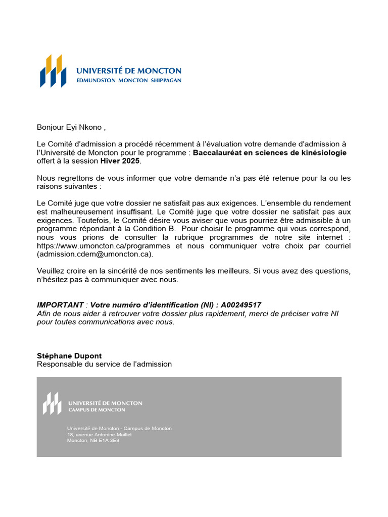 Lettre de Refus | PDF