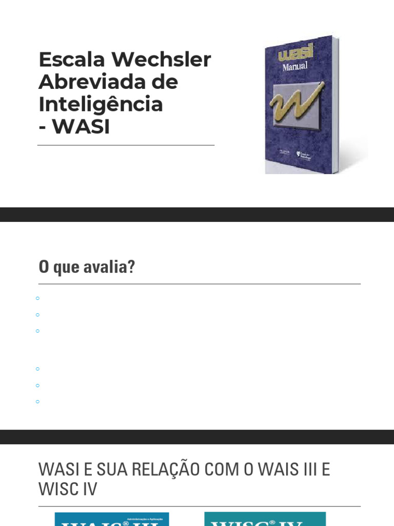 Escala Wechsler Abreviada de Inteligência | PDF